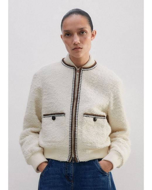ME+EM Bouclé Bomber Jacket in Blue | Lyst