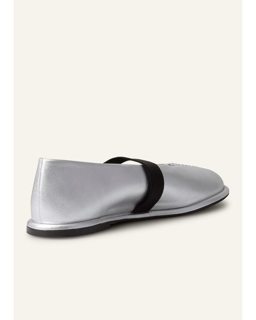 ME+EM Metallic Ballerina Flat in Black | Lyst
