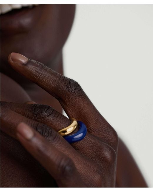 MEJURI Dome Figure Ring Navy Enamel Silver in Blue | Lyst