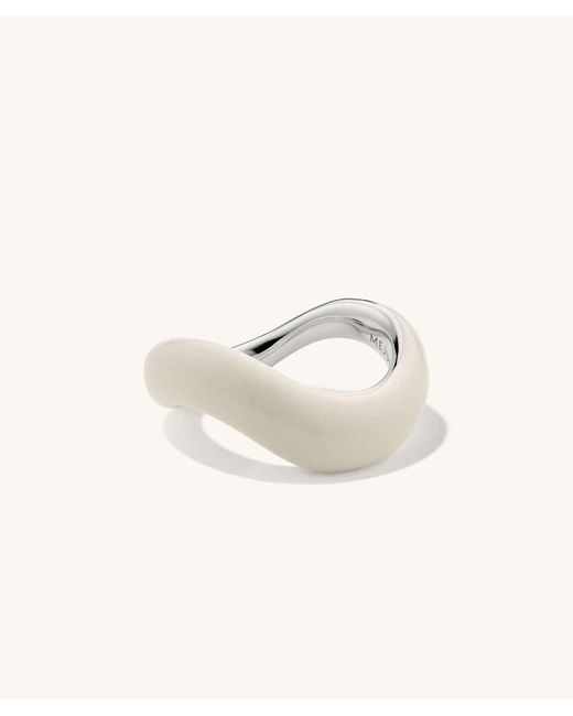 MEJURI Dome Figure Ring Cream Enamel Silver in White | Lyst