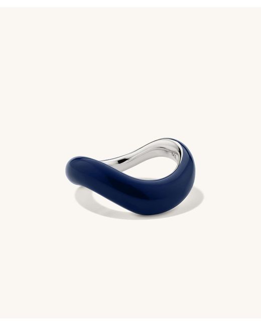MEJURI Dome Figure Ring Navy Enamel Silver in Blue | Lyst