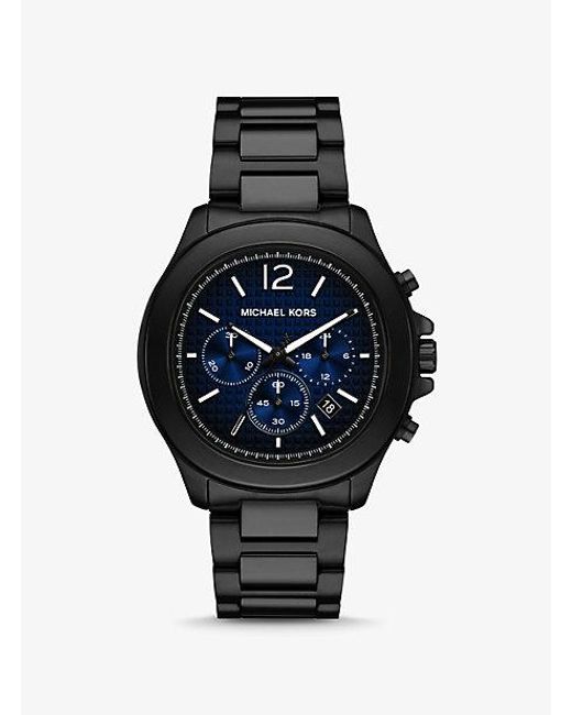 Michael Kors Oversized Sage Black-tone Watch in Blue for Men | Lyst
