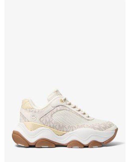 MICHAEL Michael Kors Atlas Signature Logo And Mesh Trainer in White | Lyst