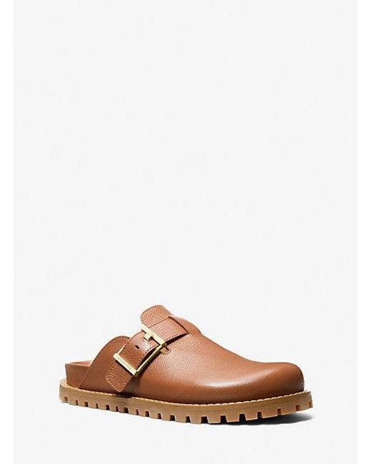 Michael Kors Easton Leather Clog in Brown | Lyst
