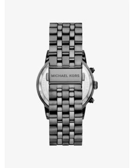 Michael Kors Oversized Hutton Gunmetal Watch in Gray for Men | Lyst
