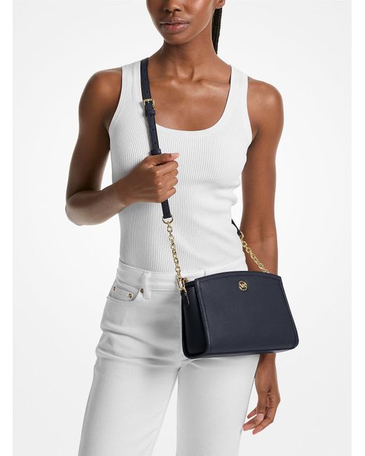 MICHAEL Michael Kors Mk Chantal Large Pebbled Leather Crossbody Bag in ...