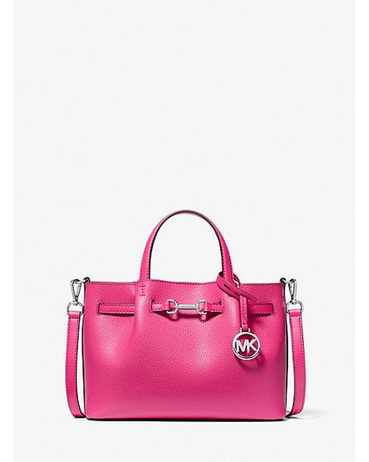 Michael Kors Carson Small Pebbled Leather Satchel in Pink | Lyst