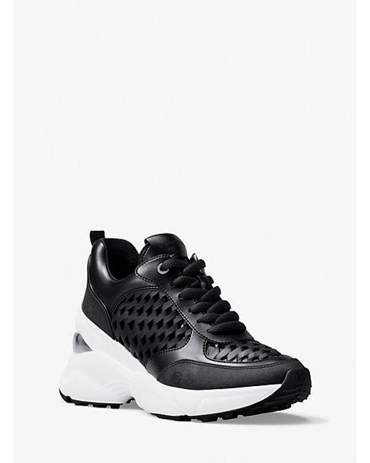Michael Kors Katrina Woven Wedge Trainer in Black | Lyst