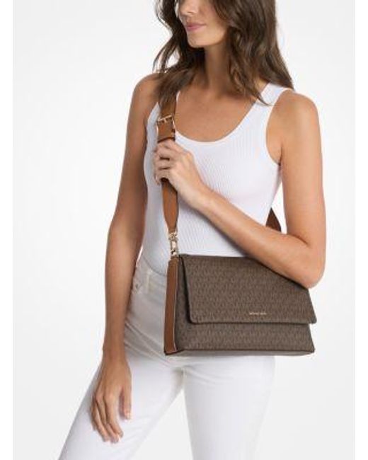 Michael Kors Nessa Large Signature Logo Crossbody Bag in Brown | Lyst