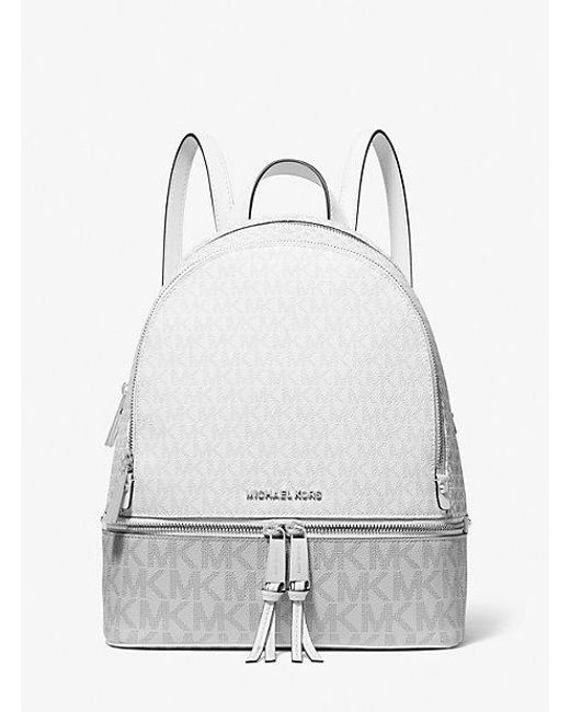 Michael Kors Mk Rhea Medium Color-Block Logo Backpack in Gray | Lyst