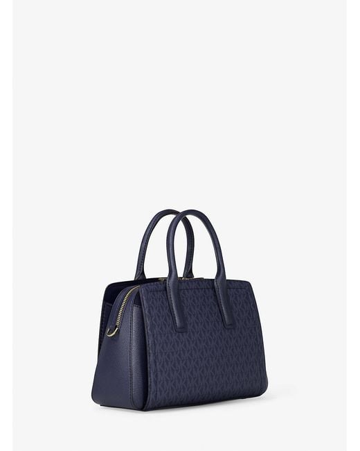 MICHAEL Michael Kors Mk Laila Small Signature Logo Satchel in Blue ...