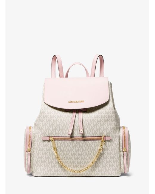 Michael Kors Jet Set Large Logo Backpack in White | Lyst Michael Kors Jet Set Large Logo Backpack in White | Lyst