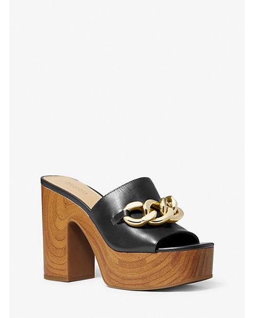 Michael Kors Scarlett Leather Platform Mule in Black | Lyst