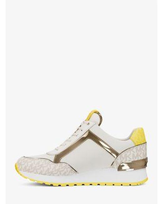 Michael Kors Maddy Two-Tone Logo Trainer in White | Lyst