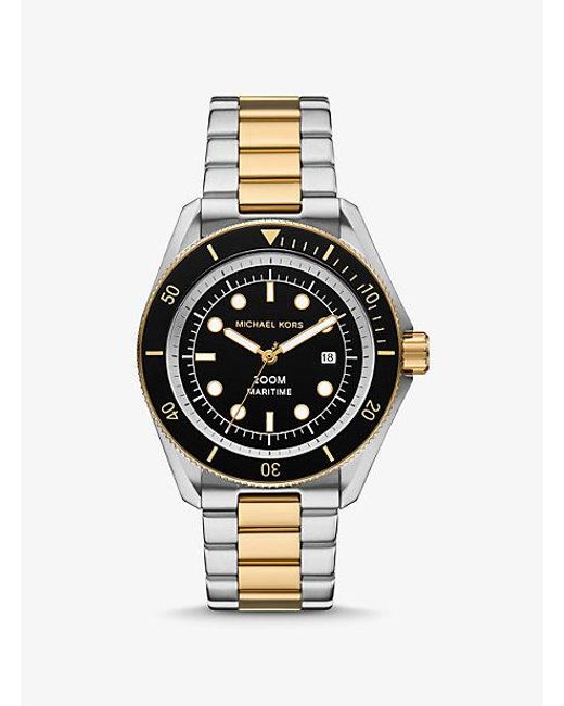 Michael Kors Oversized Maritime Two-tone Watch in Metallic for Men | Lyst