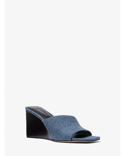 Michael Kors Merriam Denim Wedge Sandal in Blue | Lyst