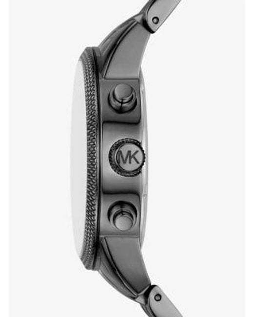Michael Kors Oversized Hutton Gunmetal Watch in Gray for Men | Lyst