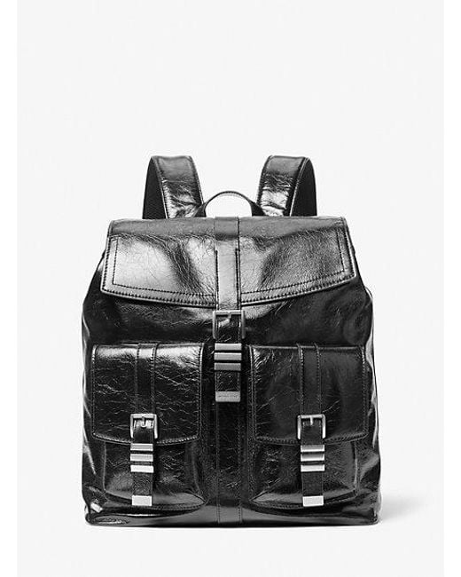 Michael Kors Darrington Large Crackled Leather Backpack in Black for ...