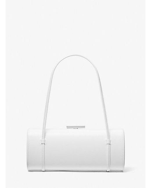 Michael Kors Natalie Leather Barrel Bag in White | Lyst