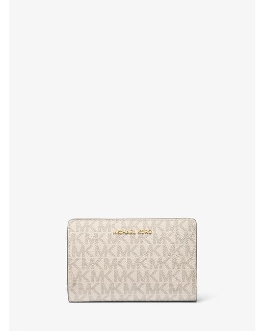 MICHAEL Michael Kors Mk Empire Medium Signature Logo Wallet in Natural ...