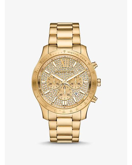 Michael Kors Oversized Berkley Pavé-Tone Watch in Metallic for Men | Lyst