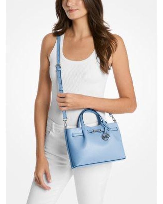 Michael Kors Carson Small Pebbled Leather Satchel in Blue | Lyst