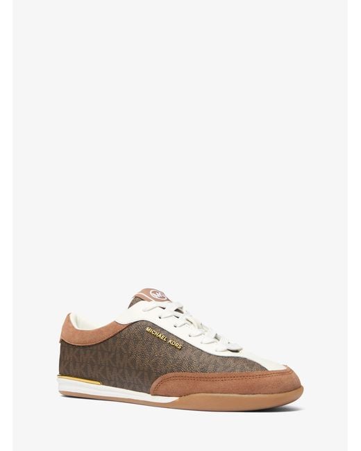 MICHAEL Michael Kors Mk Nolan Signature Logo Trainers in Brown | Lyst UK