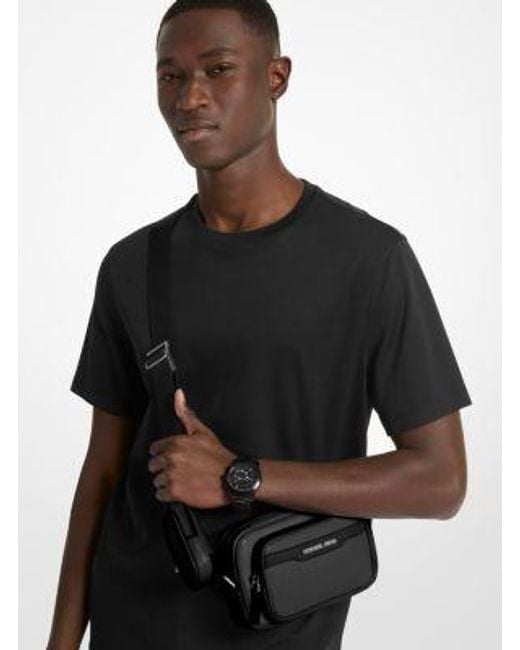 Michael Kors Cooper Pebbled Leather Camera Bag in Black for Men | Lyst