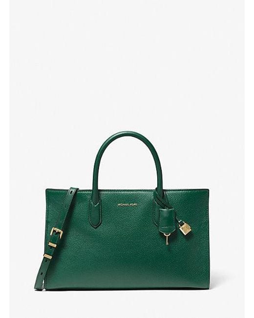 Michael Kors Scarlett Medium Leather Satchel in Green | Lyst