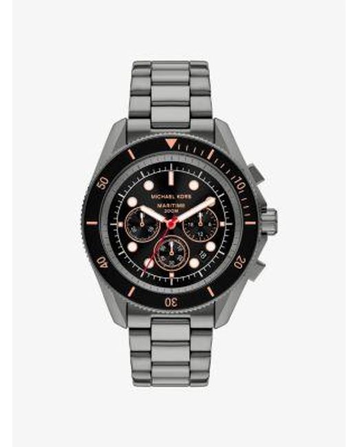 Michael Kors Mk Oversized Maritime Gunmetal Watch in Gray for Men | Lyst