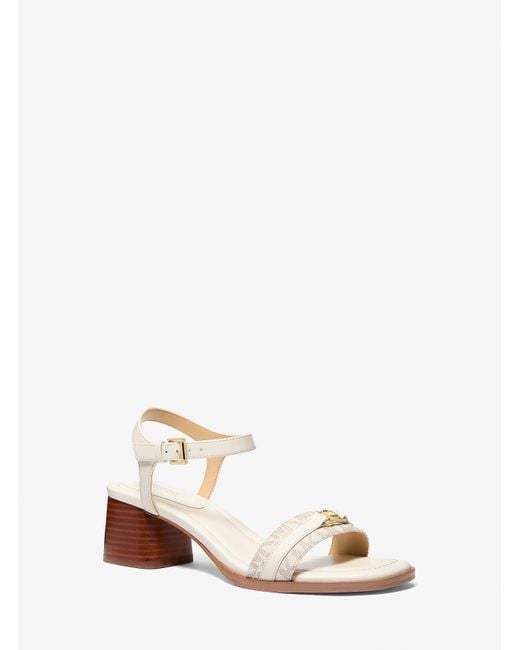 MICHAEL Michael Kors Mk Mandy Signature Logo And Leather Sandal in ...