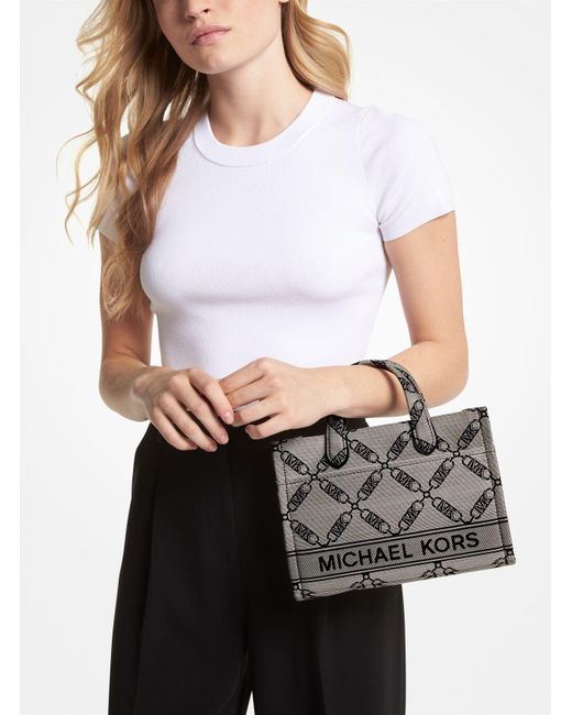 MICHAEL Michael Kors Gigi Small Empire Logo Jacquard Small Tote Bag in ...