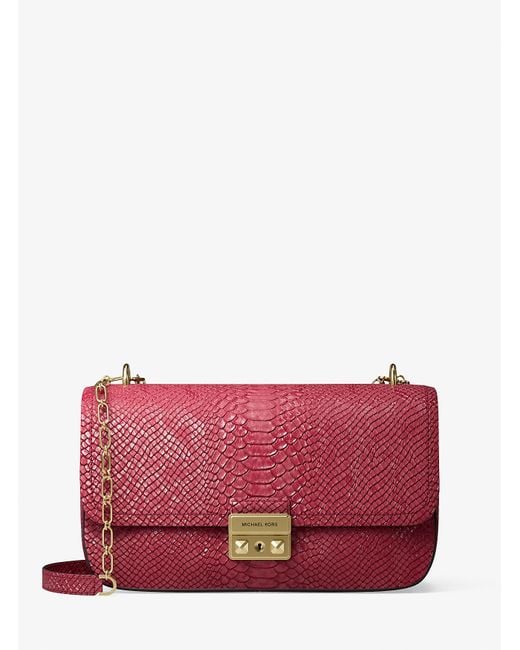 MICHAEL Michael Kors Mk Tribeca Large Snake Embossed Leather Shoulder ...