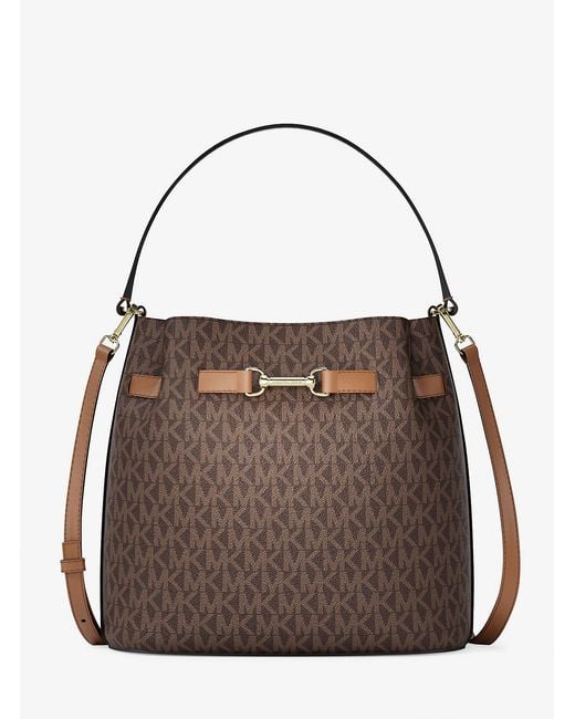 Michael Kors Outlet Mk Carson Medium Signature Logo Convertible Bucket ...