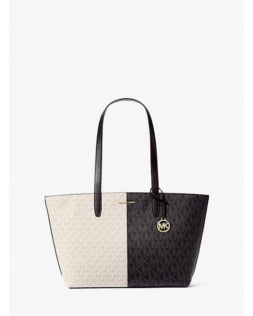 Michael Kors Jet Set Medium Two-Tone Logo Tote Bag in Black | Lyst