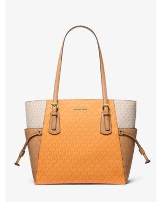 Michael Kors Voyager Large Color-Block Signature Logo Tote Bag in ...