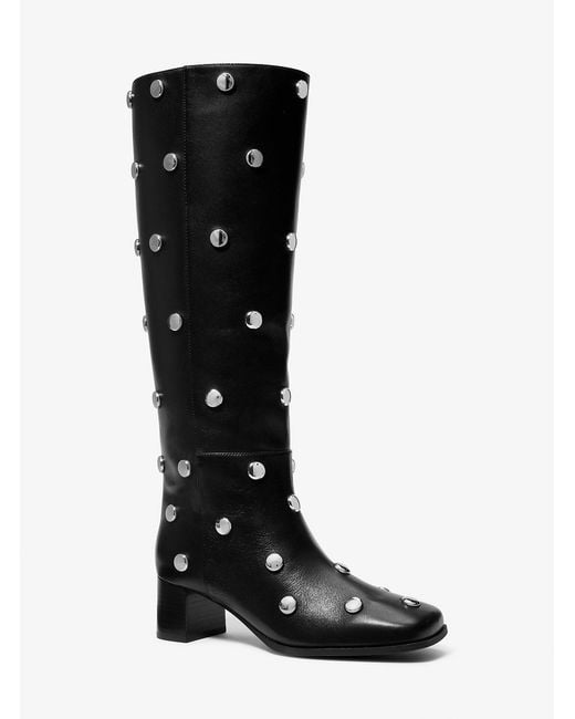 MICHAEL Michael Kors Mk Matilda Studded Leather Boot in Black | Lyst UK