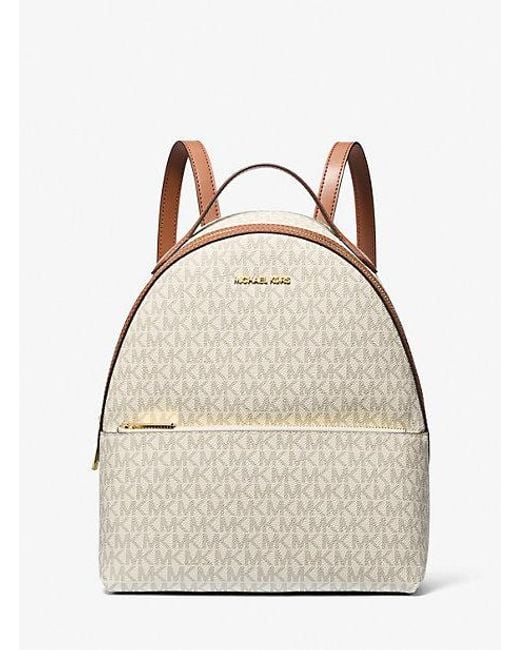 Michael Kors Sheila Medium Logo Backpack in Natural | Lyst