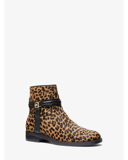 Michael Kors Mindy Leopard Print Calf Hair Boot in White | Lyst