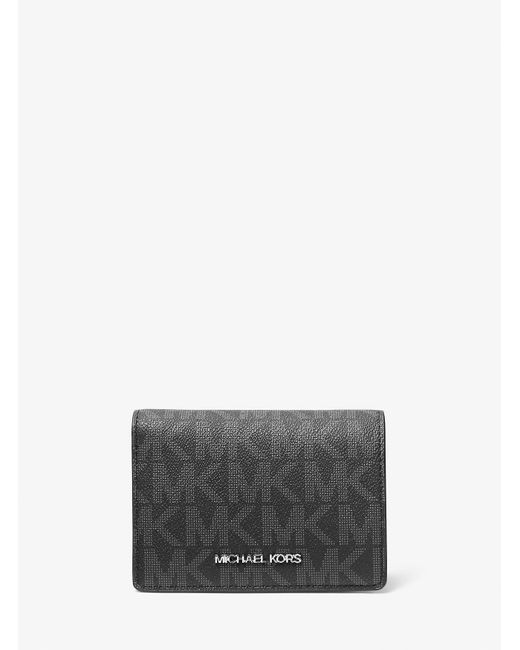Michael Kors Outlet Mk Jet Set Medium Signature Logo Wallet in Grey ...