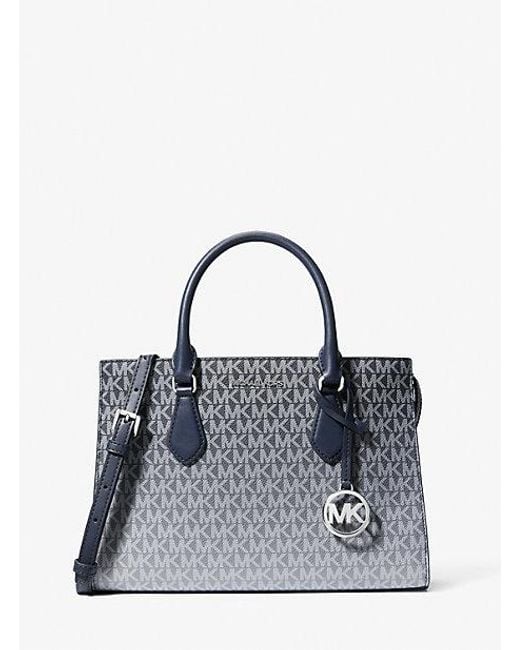 Michael Kors Sheila Medium Ombré Signature Logo Satchel in Blue | Lyst