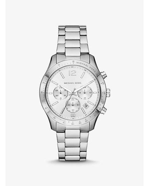 Michael Kors Oversized Berkley Silver-tone Watch in White | Lyst