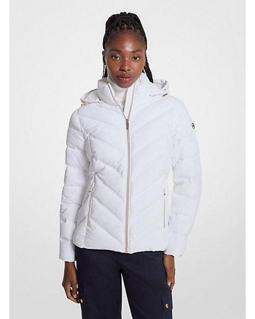 Michael Kors Packable Quilted Puffer Jacket in White | Lyst