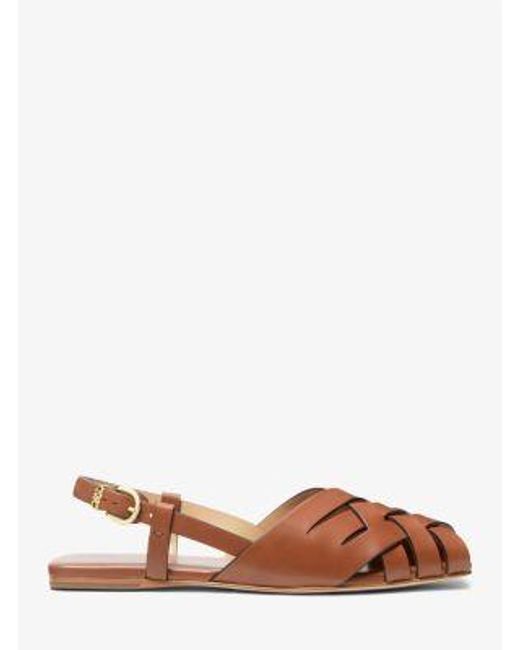 Michael Kors Mk Irene Woven Leather Slingback Sandal in Brown | Lyst
