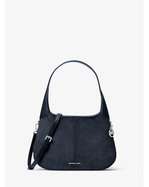MICHAEL Michael Kors Mk Alice Small Suede Shoulder Bag in Blue | Lyst UK