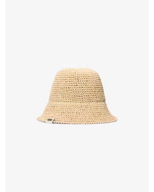 Michael Kors Crochet Straw Bucket Hat in White | Lyst