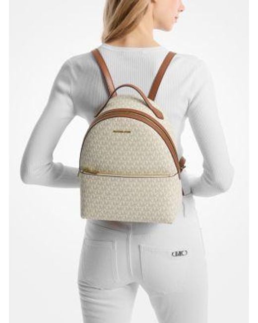 Michael Kors Sheila Medium Logo Backpack in Natural | Lyst