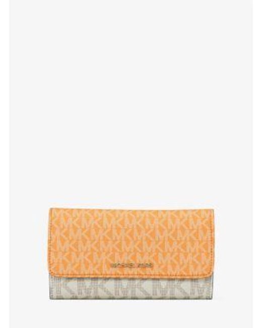 Michael Kors Jet Set Large Signature Logo Tri-Fold Wallet in Orange | Lyst