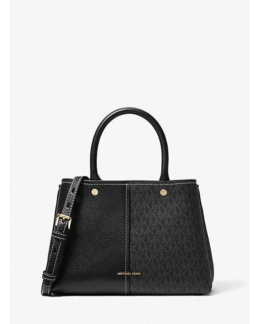 MICHAEL Michael Kors Flora Medium Signature Logo And Leather Satchel in ...