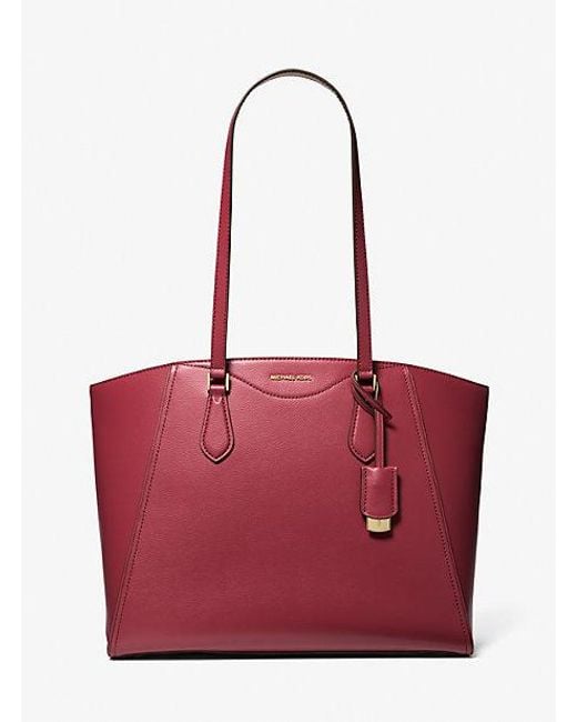 Michael Kors Taryn Large Leather Tote Bag in Red | Lyst
